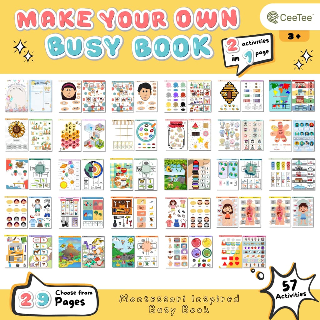 CeeTee Montessori Early Learning Interactive Busy Book | Fun Sensory ...