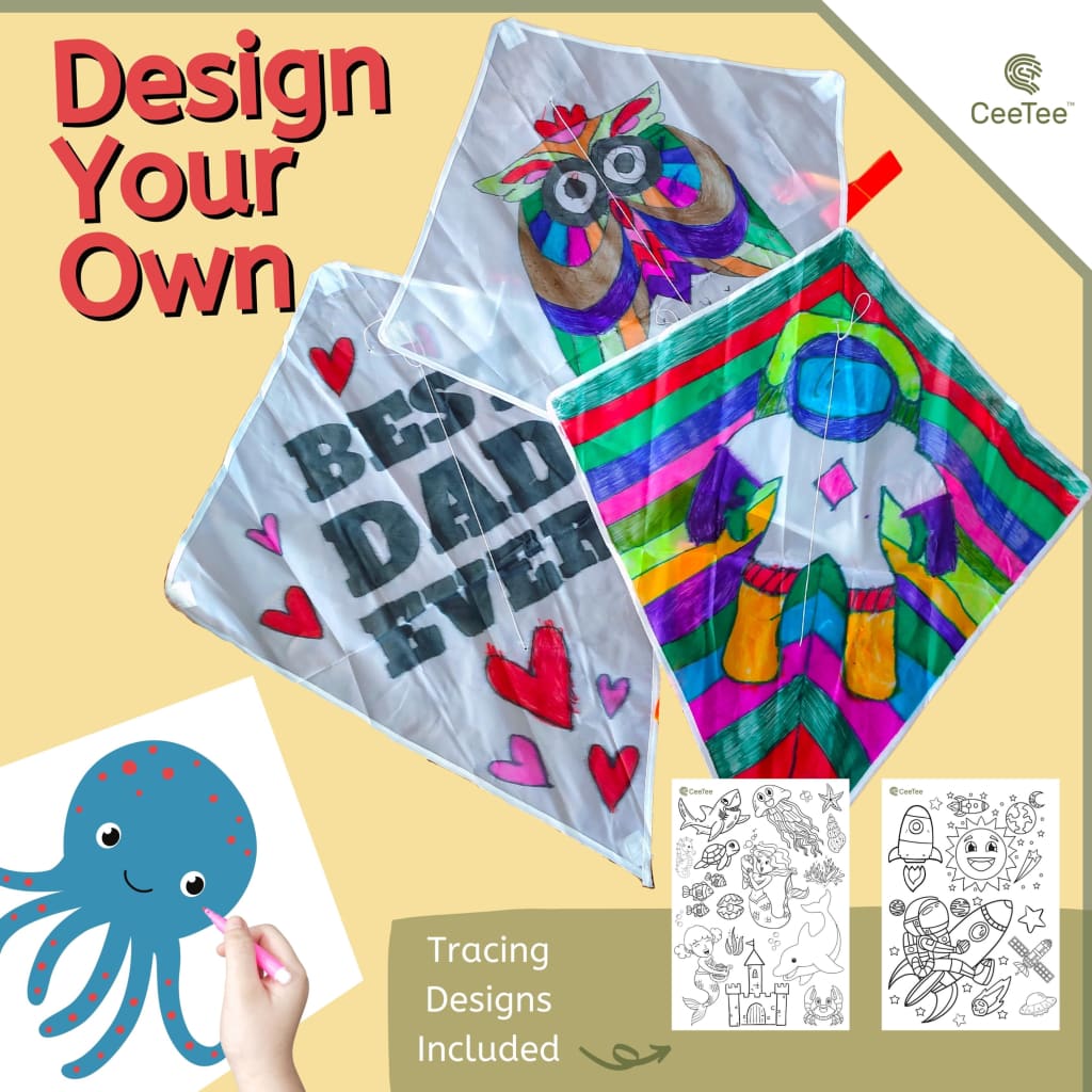 CeeTee Co - DIY Kite Kit for Kids | 3 Kites Kit | Easy